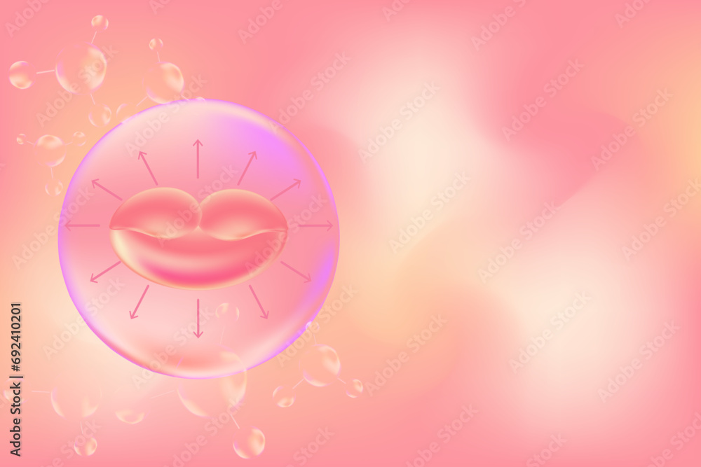 Pink cosmetology gradient background. Lips injection of hyaluronic acid ...