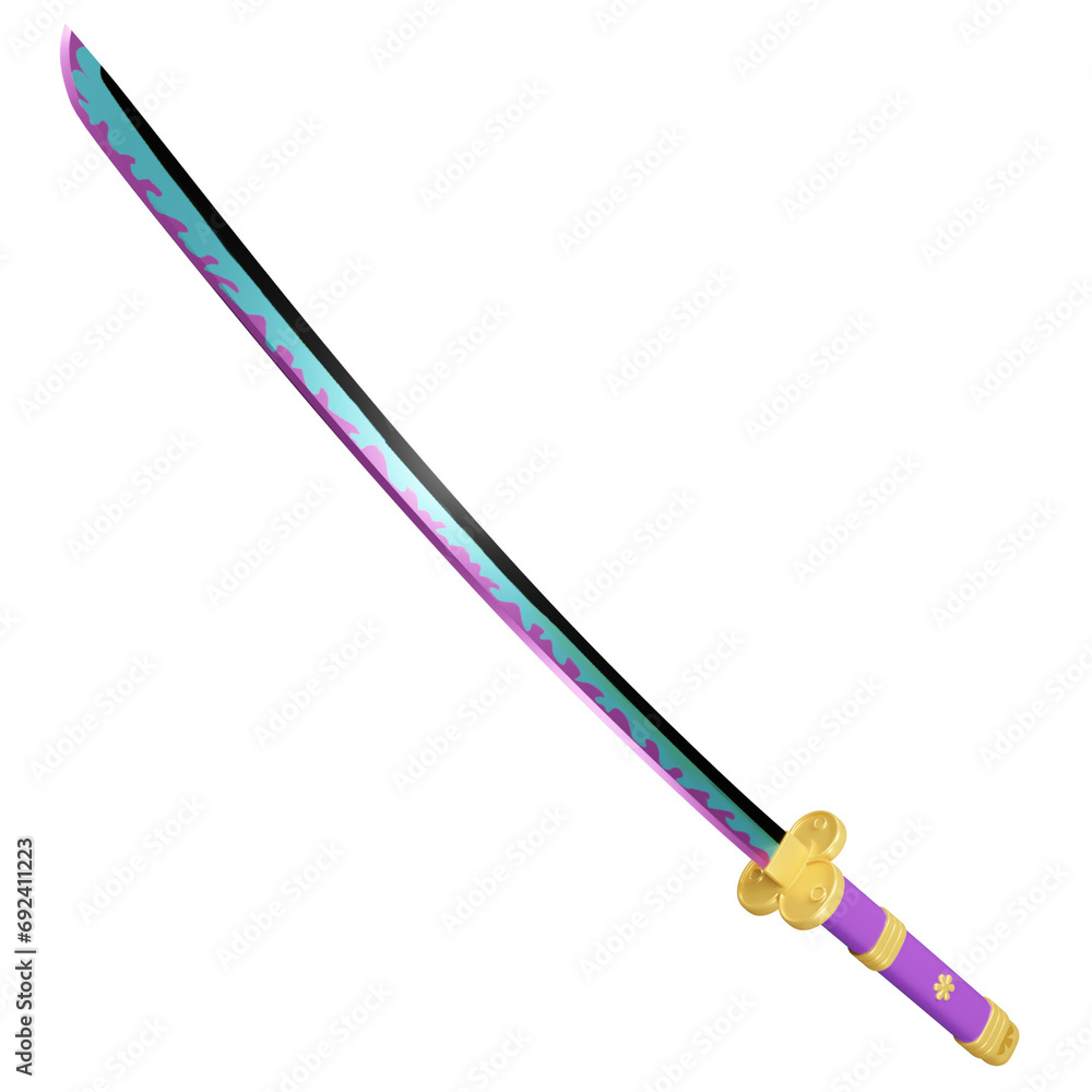 3D Katana Sword, enma katana transparent background Stock Illustration ...