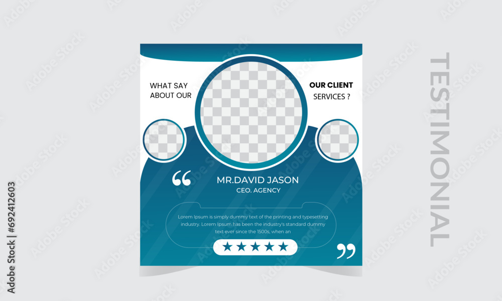 vector file editable testimonial client review template with 5 star ...