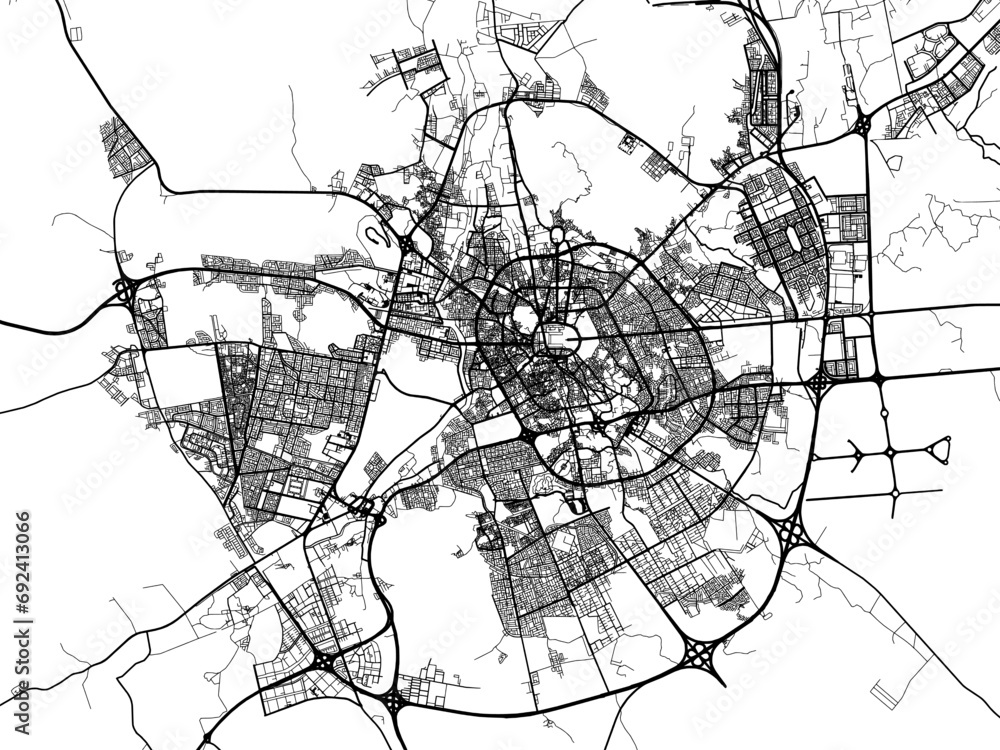 Vector road map of the city of Medina in the Kingdom of Saudi Arabia ...