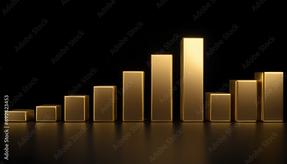 ภาพประกอบสต็อก a golden bar graph with multiple data lines surrounded ...