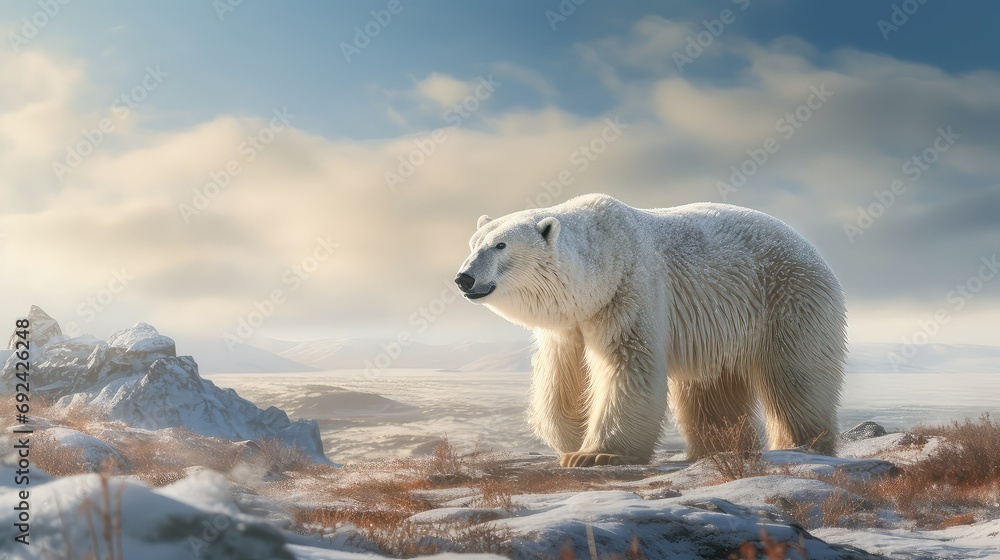 polar arctic tundra landscape illustration barren wilderness, glaciers ...