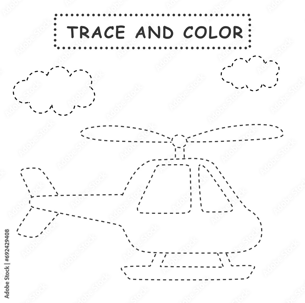 Trace and color for children. Handwriting practice. Coloring page for ...