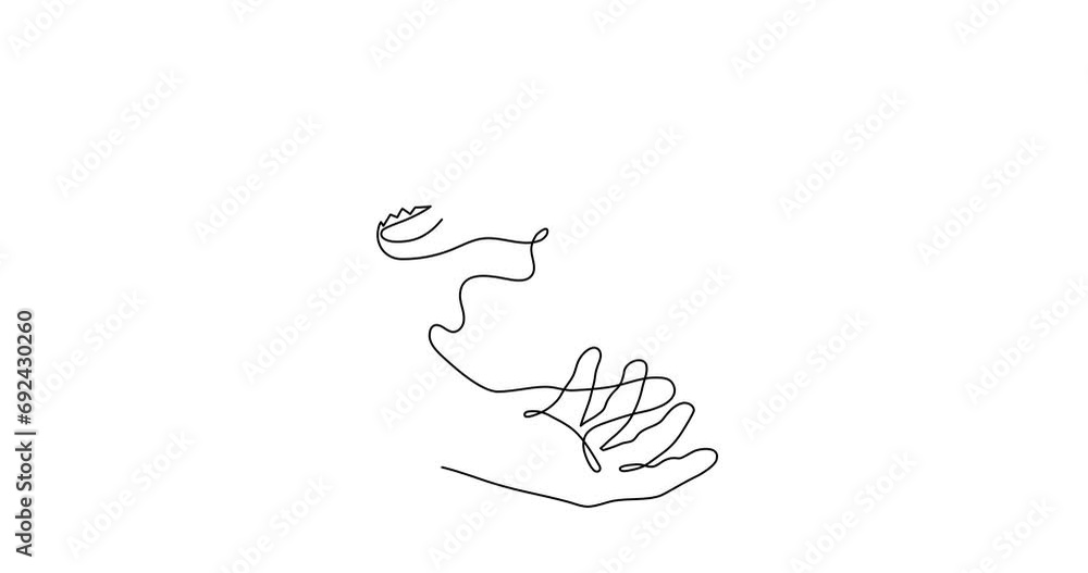 Hand holds dragon one line art animation,continuous contour drawing ...