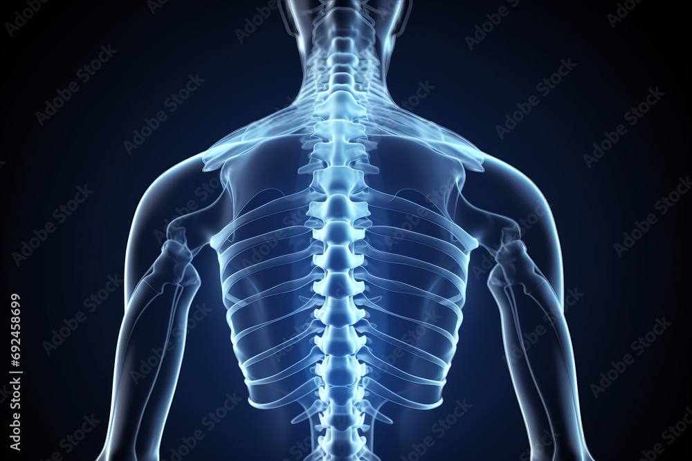 human skeleton x-ray over dark blue background Stock Illustration ...