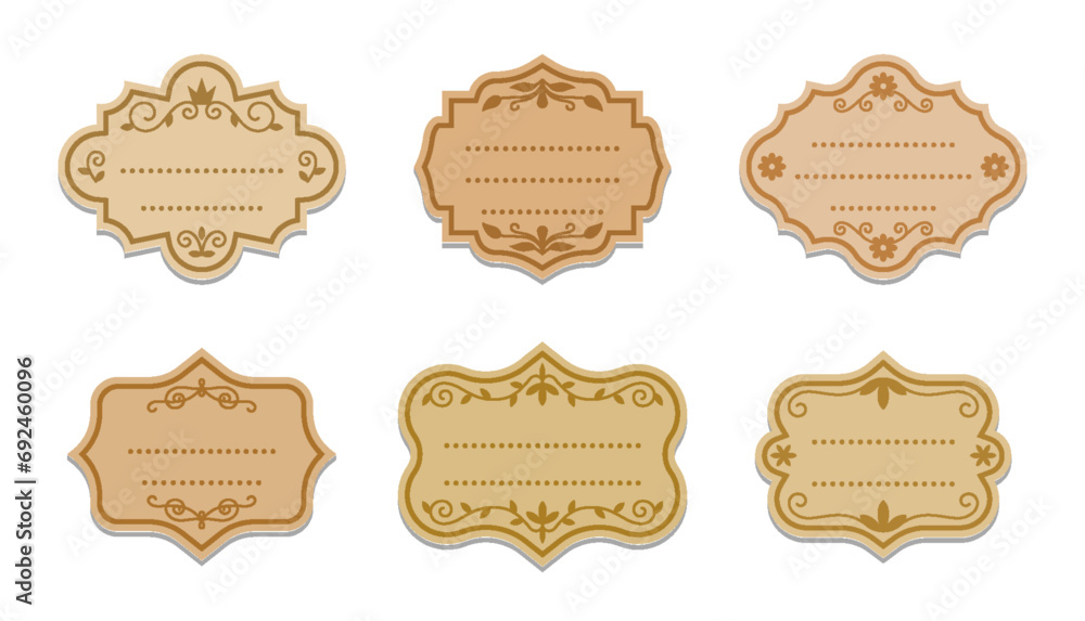 Retro cardboard flat frame. Elegant blank stickers template for text ...