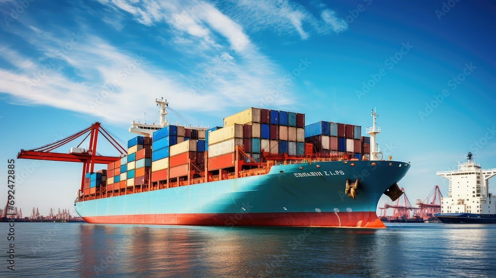 logistics maritime ship cargo illustration transportation import, trade ...