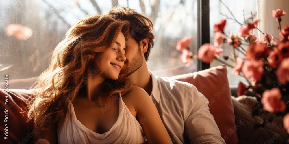 Intimate Moment of a Young Couple in Love Sharing a Tender Embrace ...