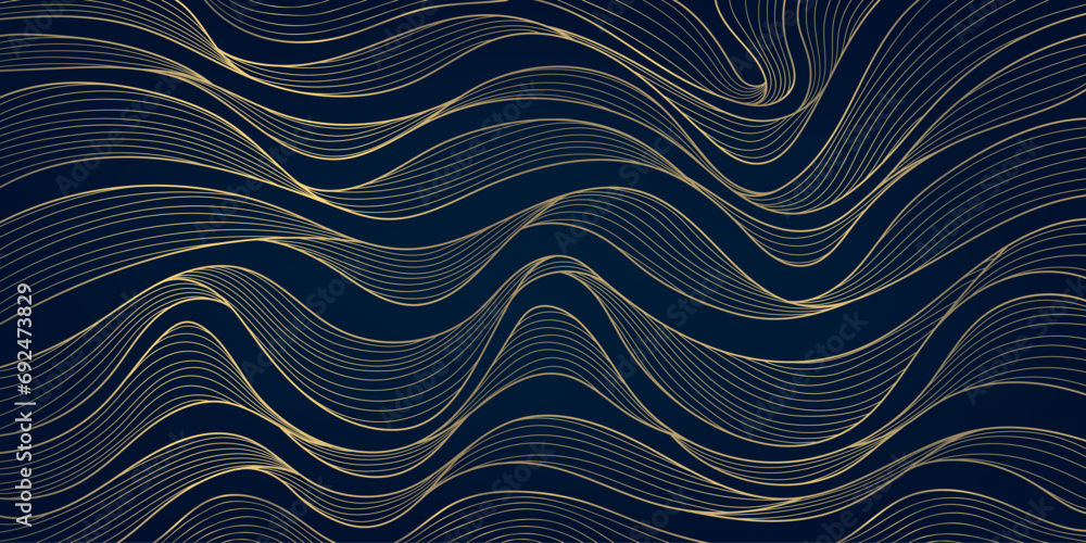 Vector abstract golden line background, luxury wave curve design ...