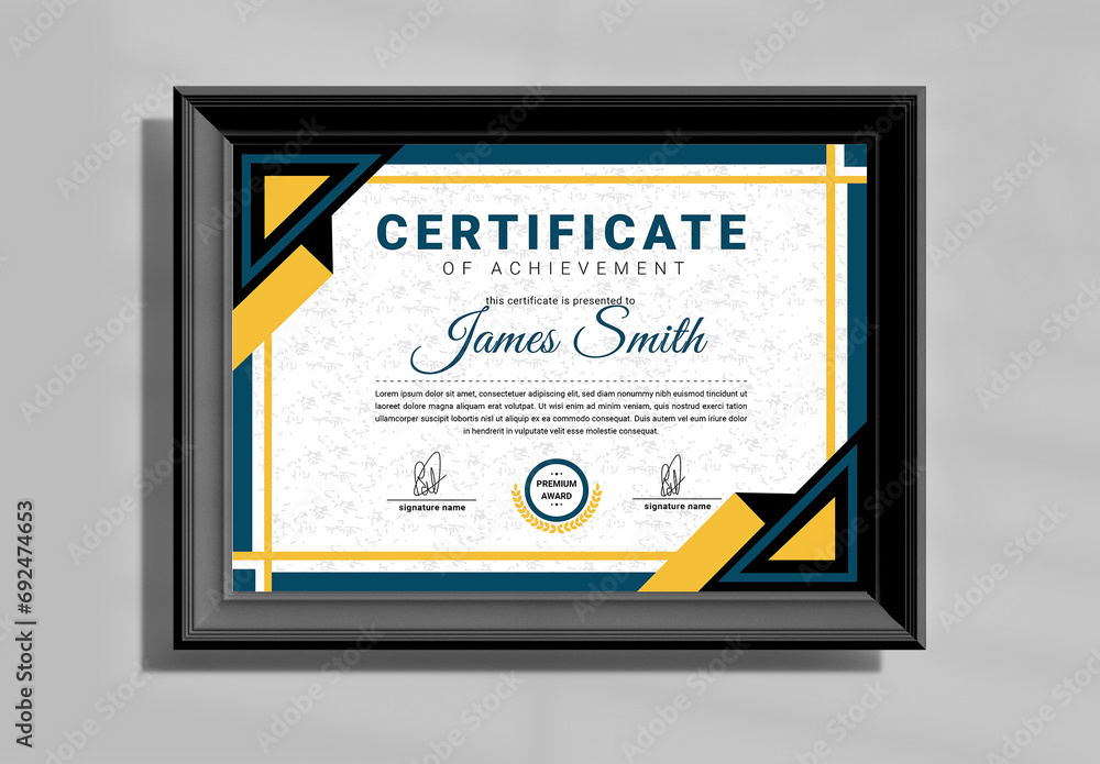 Award Certificate Layout with Abstract Accents Stock Template | Adobe Stock