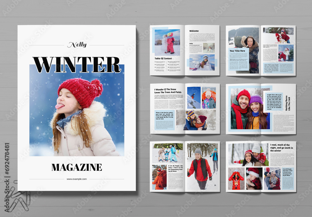 Winter Extreme Sports Magazine Layout Stock Template | Adobe Stock