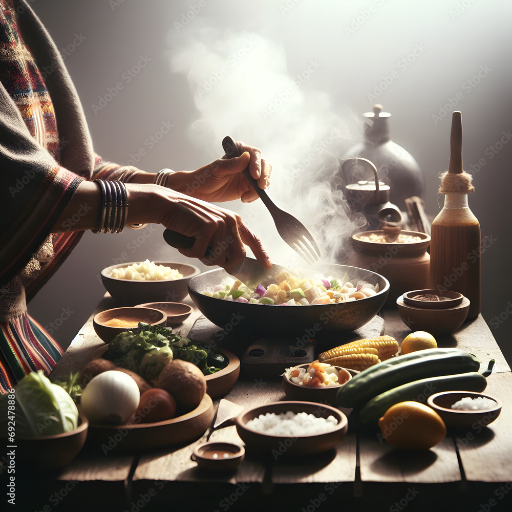 hands of latin american woman cooking, old woman, abuela, traditional ...