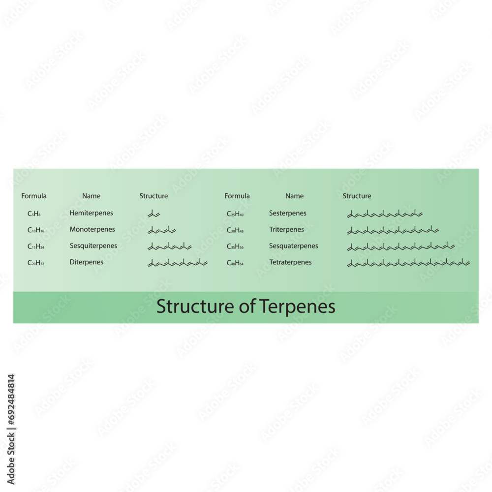 Diagram of Terpenes structure - Hemiterpenes, Monoterpenes, Diterpenes ...