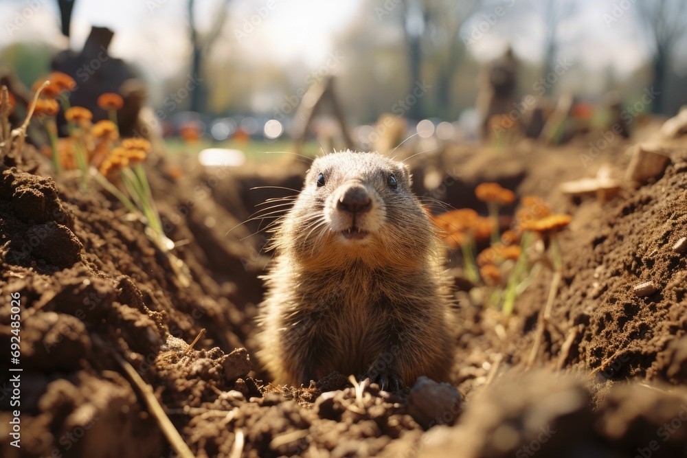 Celebrating Groundhog Day in the Tranquil Wilderness A Serene Image of ...