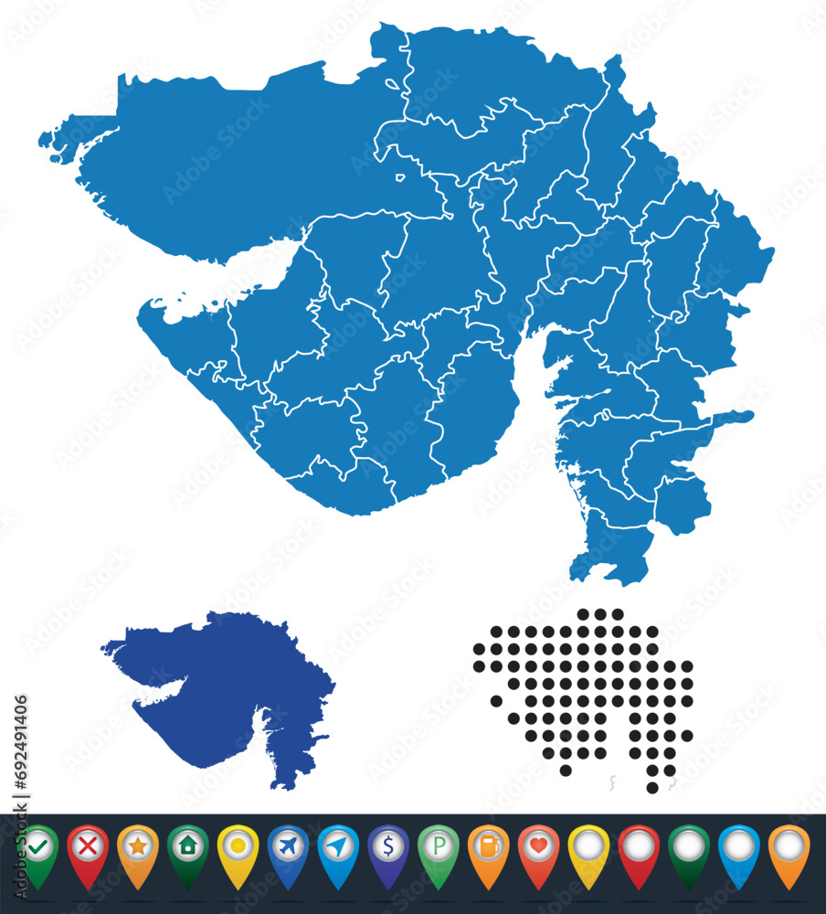 Set maps of Gujarat state Stock Vector | Adobe Stock