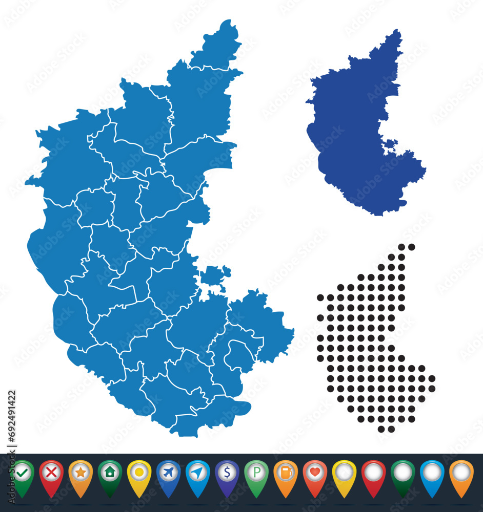 Set maps of Karnataka state Stock Vector | Adobe Stock