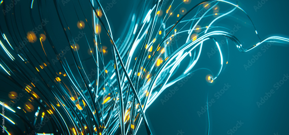 Abstract technology background with moving bokeh lights. Stock ...