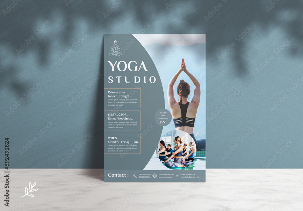 Yoga Studio Flyer Layout Stock Template | Adobe Stock