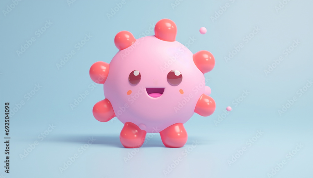 Cute happy 3D Illustration of Virus Structure Diagram pastel background ...