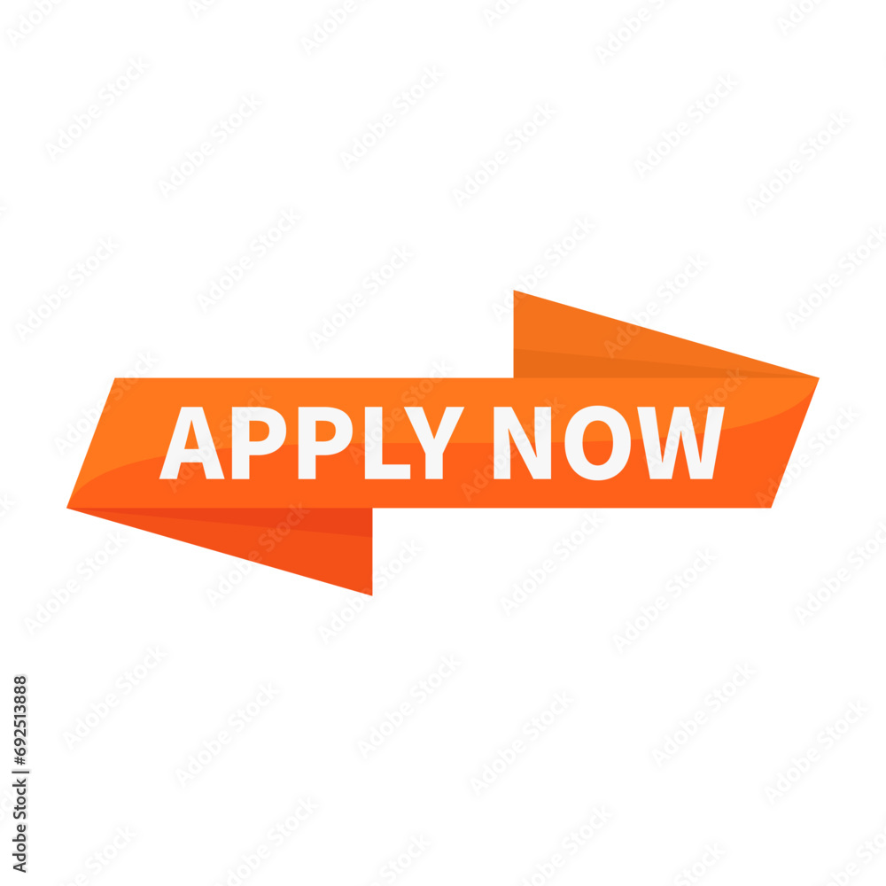 Apply Now In Orange Rectangle Ribbon Shape For Promotion Business ...