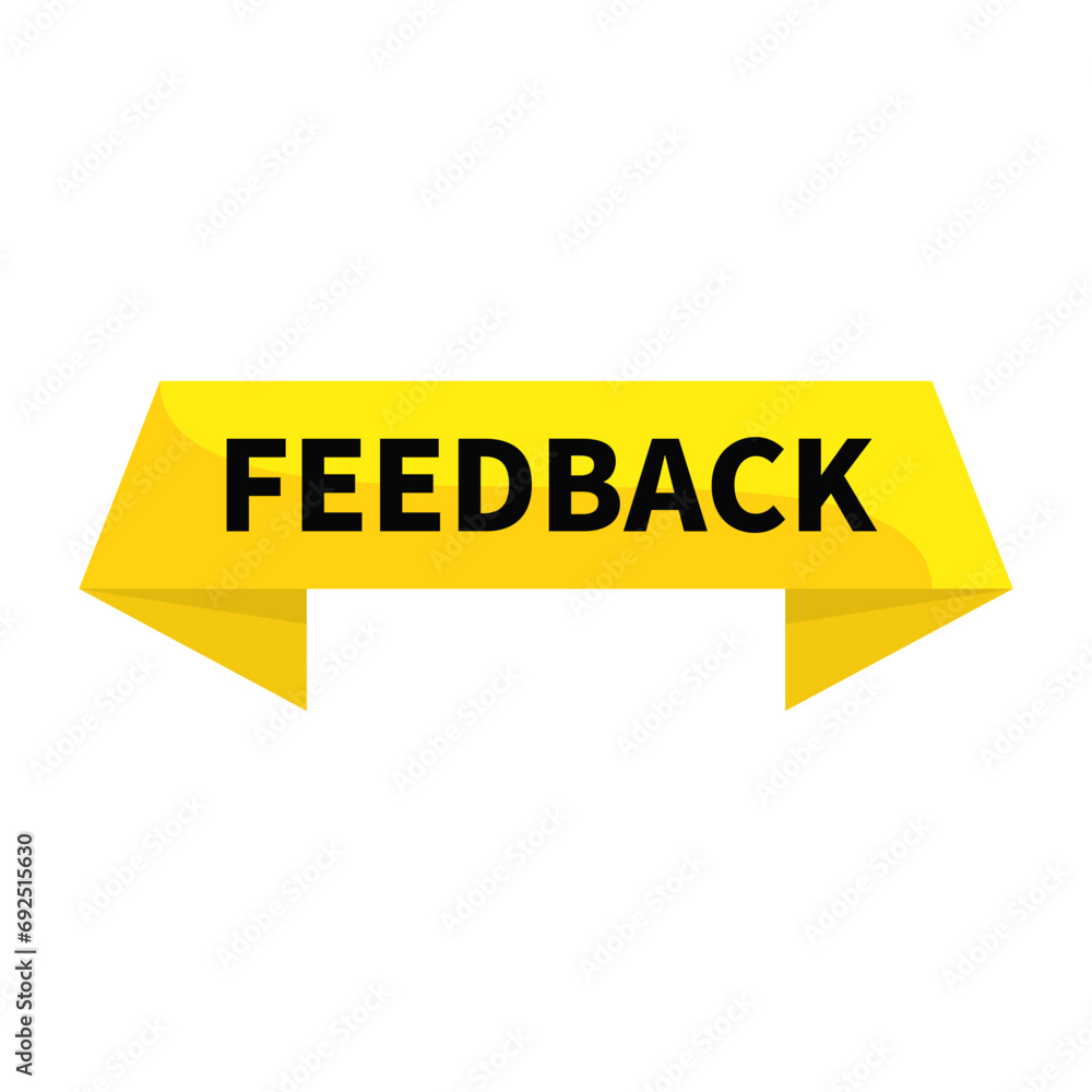 Feedback In Yellow Ribbon Rectangle Shape For Review Promotion Business ...