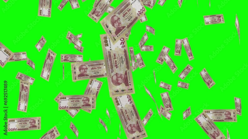 200 BANGLADESHI TAKA notes falling Green screen Stock ビデオ | Adobe Stock