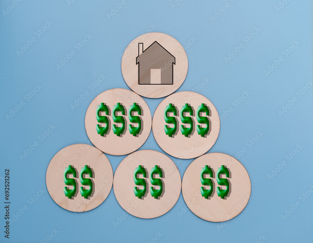 Real Estate savings concept using wooden disks and graphics. Savings ...