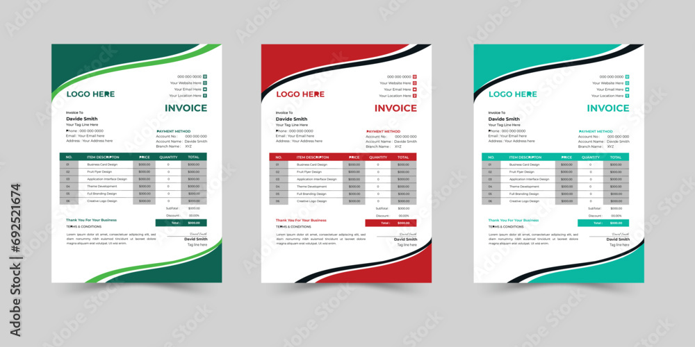 Business invoice form template. money bills or price invoices and ...