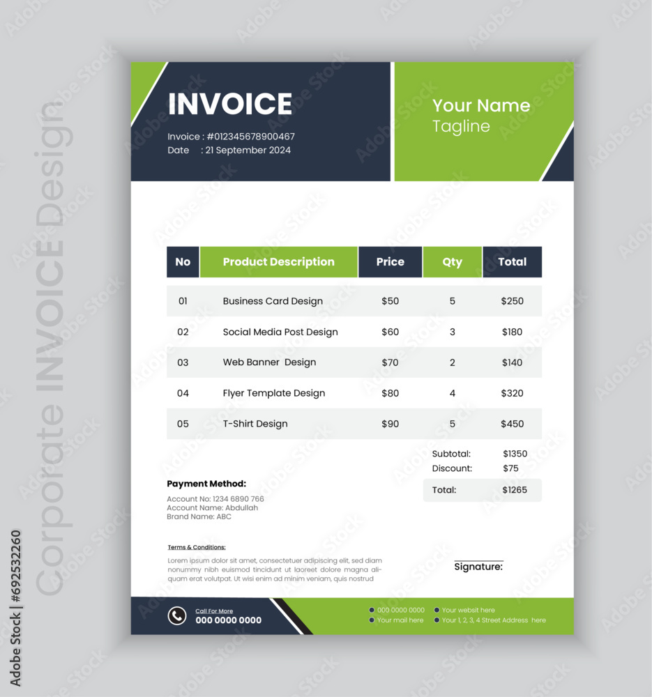 Minimalist Invoice Easy to edit and customise, with a single page ...