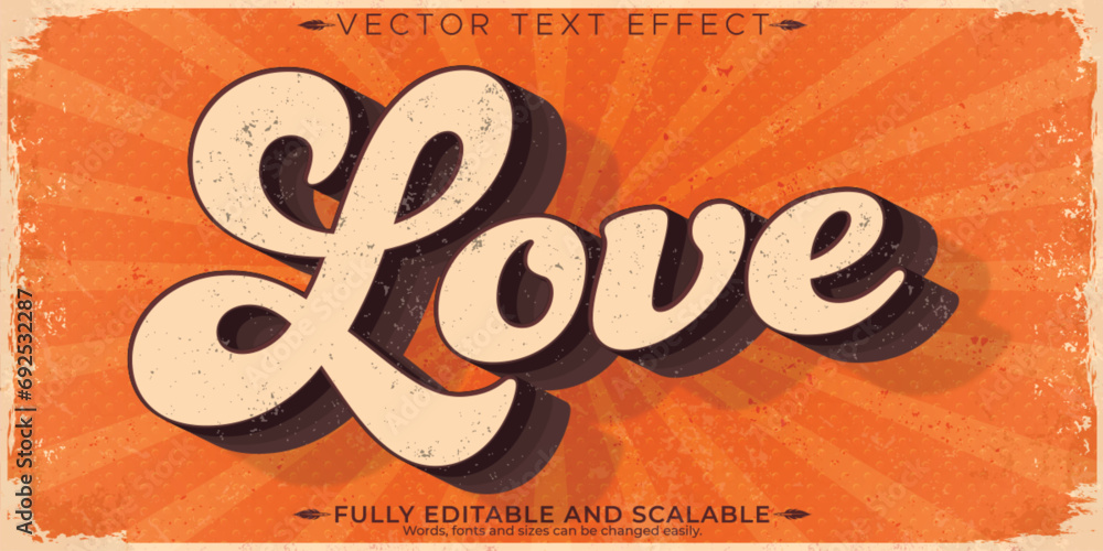 Retro, vintage text effect, editable 70s and 80s text style Stock ...