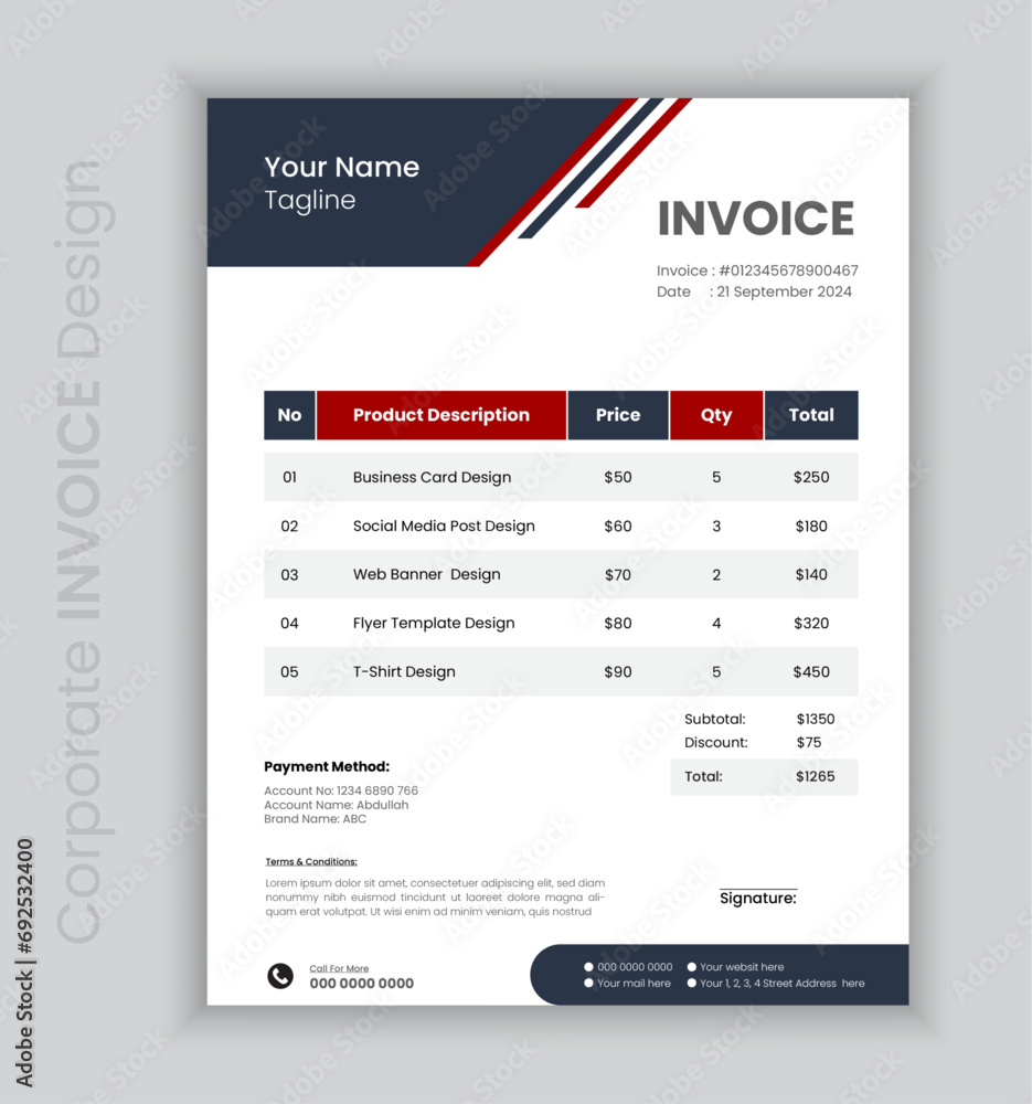 Minimalist Invoice Easy to edit and customise, with a single page ...