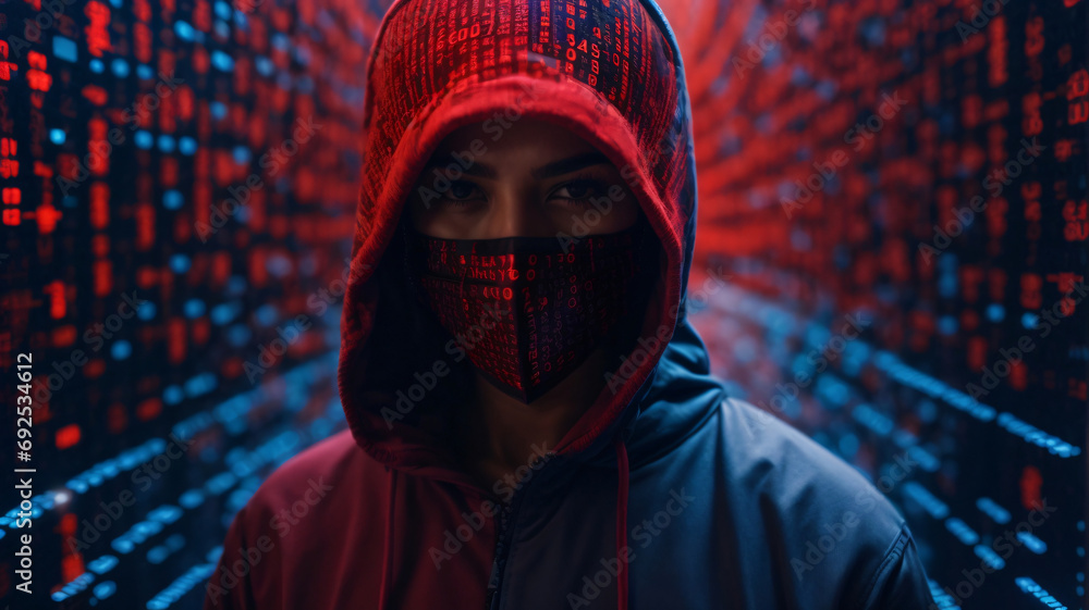 Foto de masked hacktivist Concept of cybercrime: credit card fraud ...