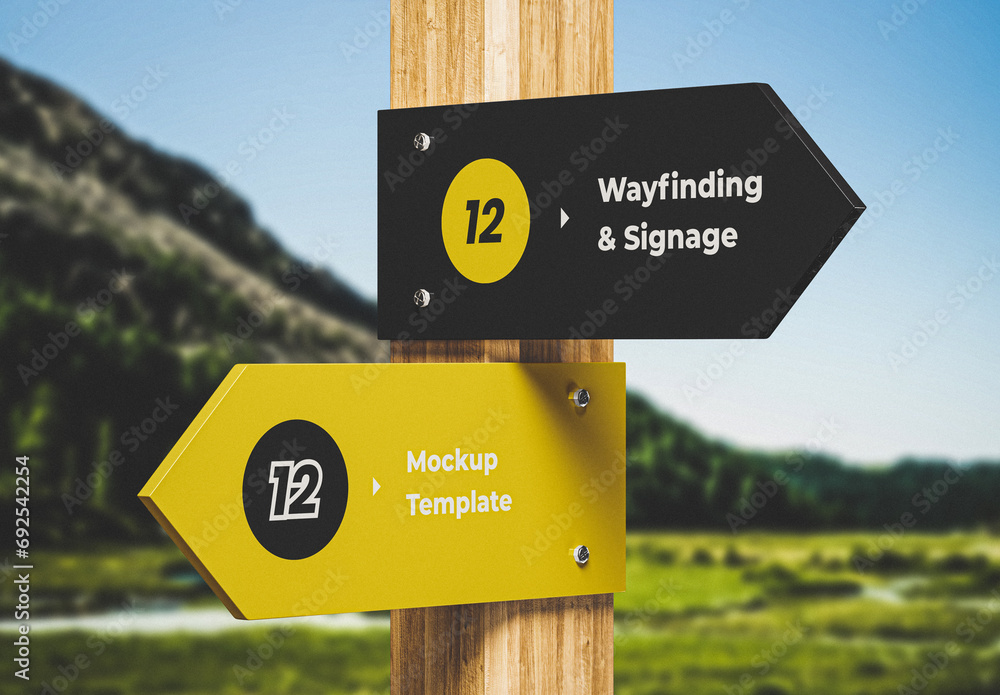 Wayfinding Sign Posts Mockup Stock Template | Adobe Stock