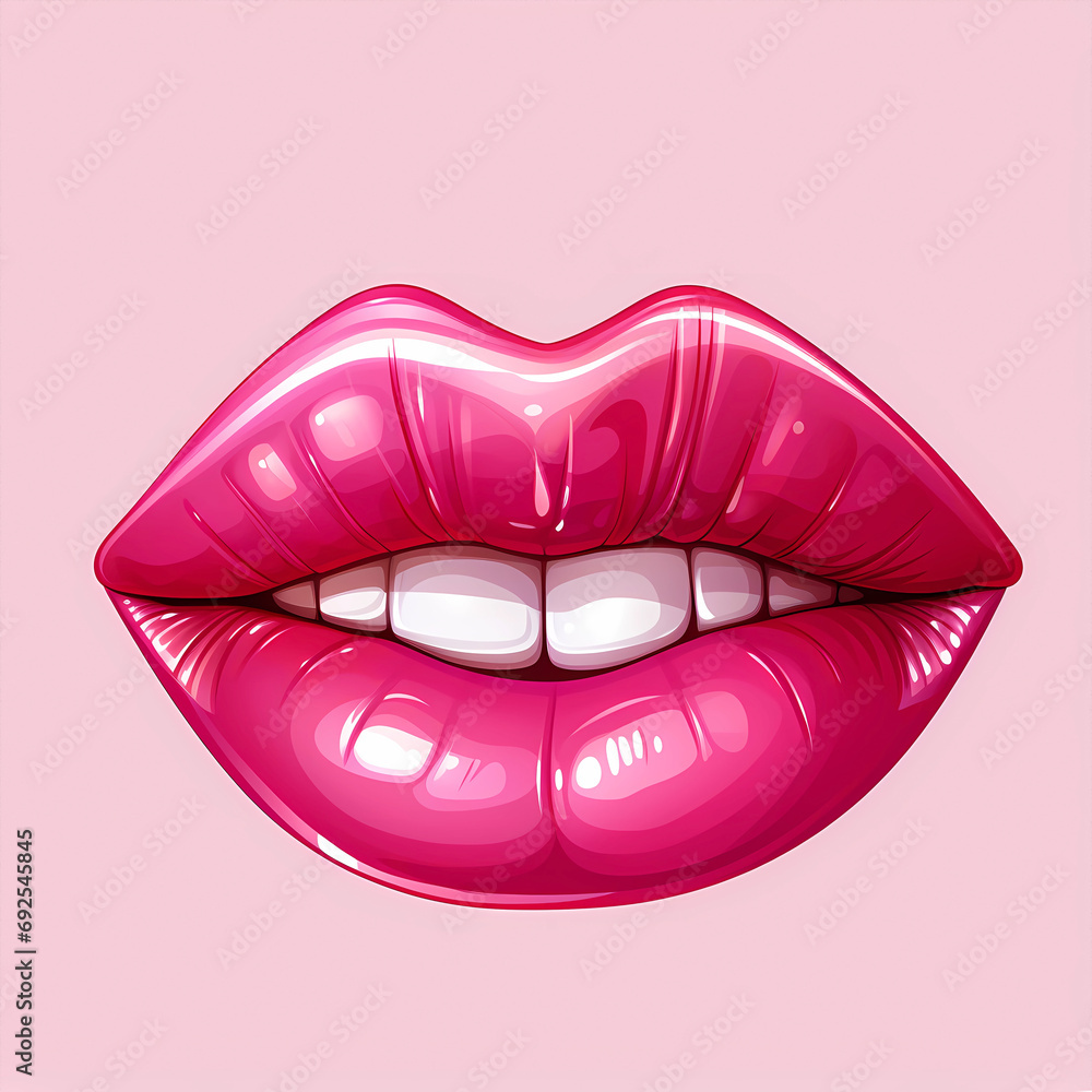 Hand drawn cartoon lips illustration Stock Illustration | Adobe Stock