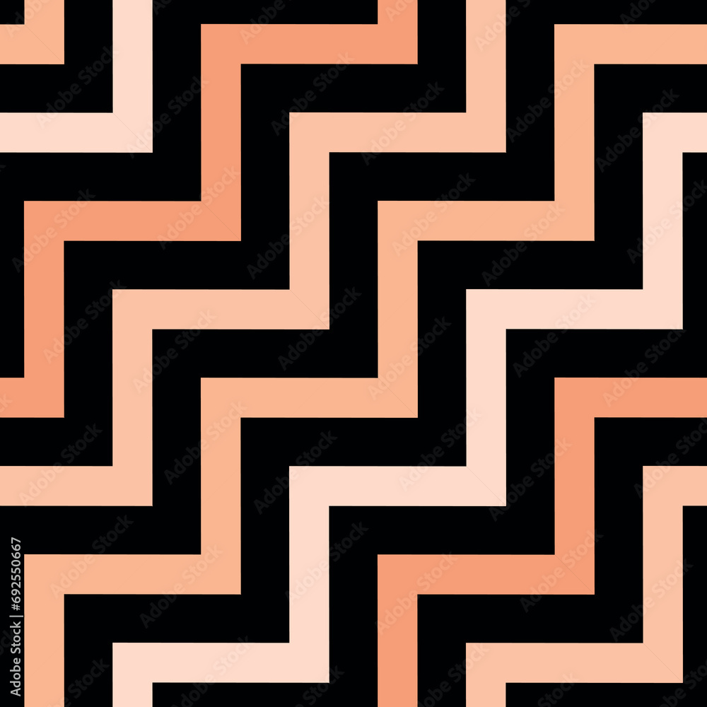 Seamless peach fuzz color stair zigzag pattern on black background ...