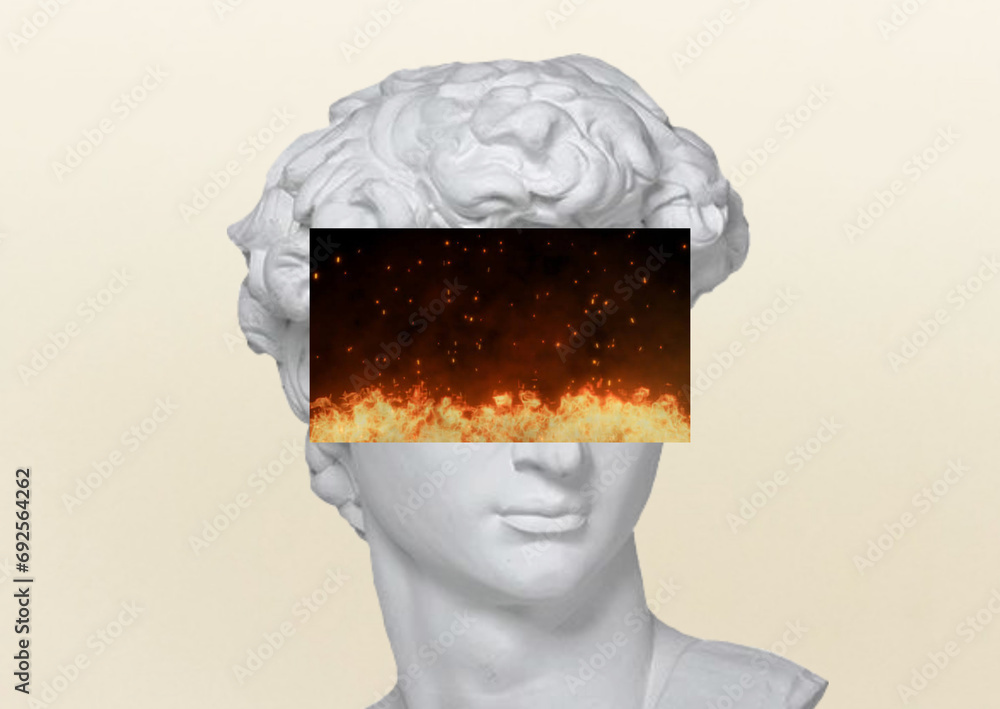 human roman sculpture sunglasses flowers bloom text box emotional ...