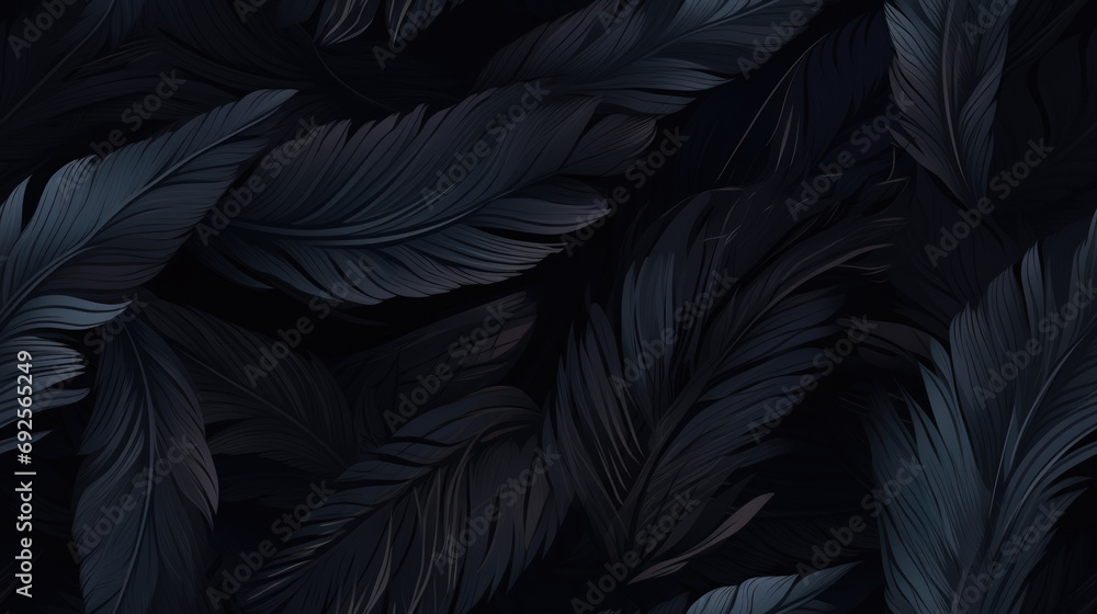 black background, black feathers background, tiled background as loop ...