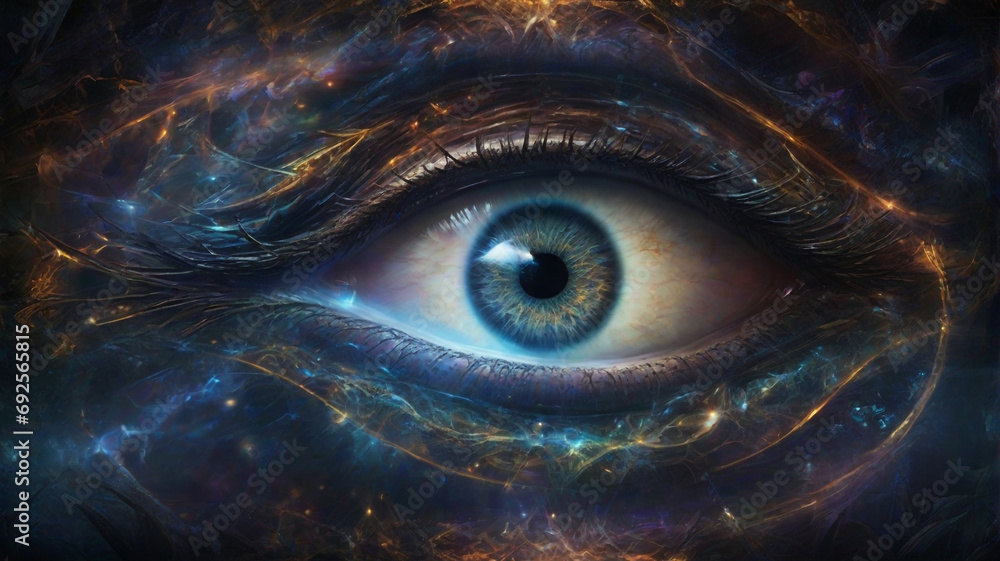 An illustration of a mystical eye with precise watching with curiosity ...
