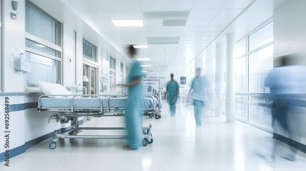 Long exposure blurred motion of medical doctors and nurses in a ...