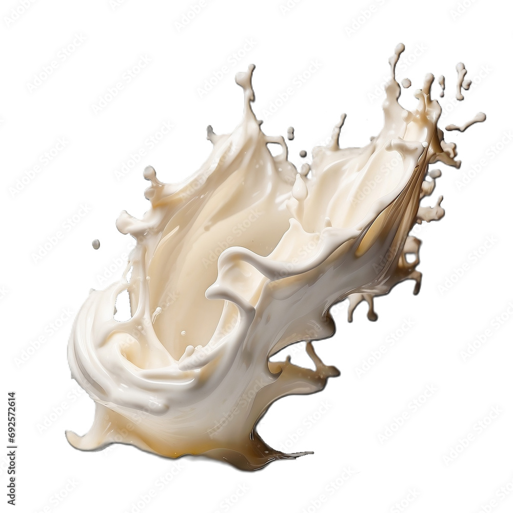 Realistic milk splashes or wave with drops and splatters. Liquid swirls ...