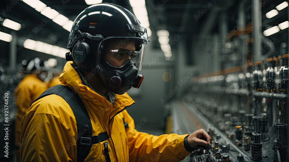 engineer wearing PPE protective clothing in total safety in the ...