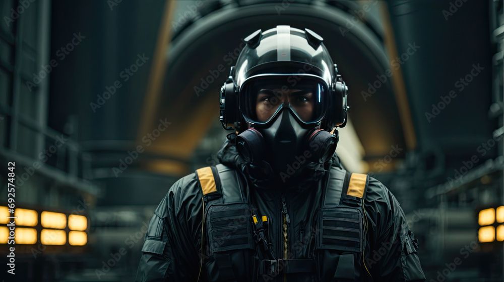 engineer wearing PPE protective clothing in total safety working in the ...