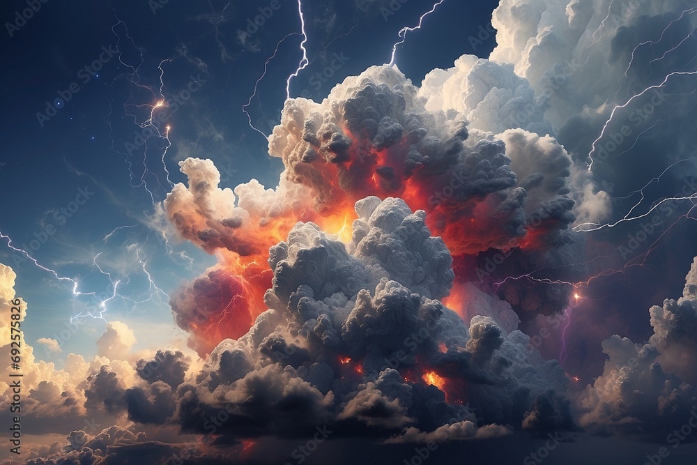 explosion of clouds | Shocking lightning strikes Stock Photo | Adobe Stock