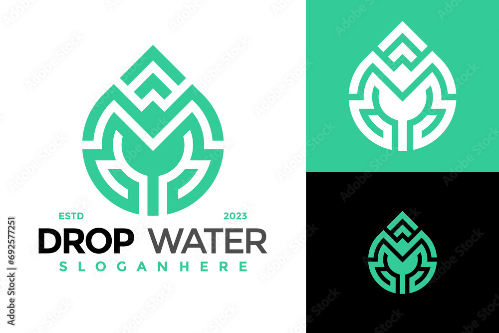 Letter M Drop Water Logo design vector symbol icon illustration Stock ...
