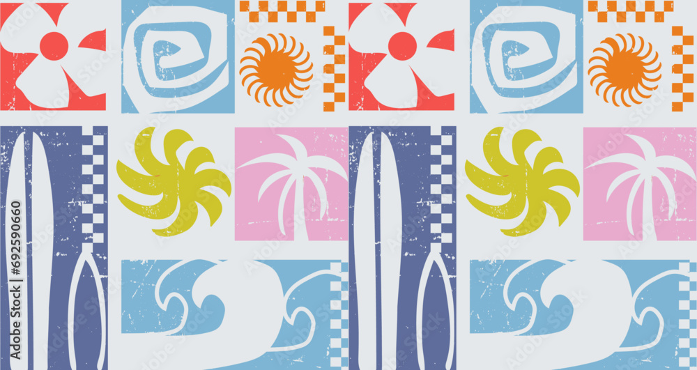 Vector art Hand drawn illustration for summer pattern design, Trendy ...