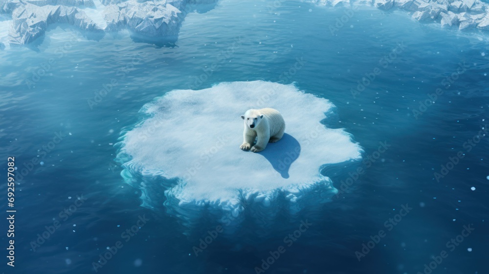 polar polar bear sleeps among a lavender field, concept of melting ...