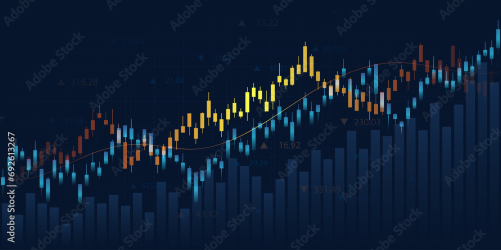 Business financial graph with uptrend line and bar chart of stock ...