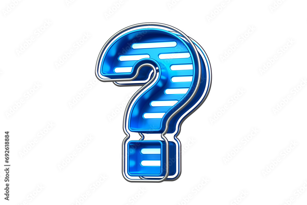 Silver and blue neon font question mark character. Nice typeface for ...