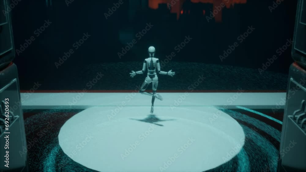 artificial intelligence humanoid female robot looking at futuristic ...
