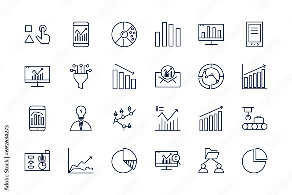 outline icons set from business and analytics concept. editable vector such as variety, mobile ...